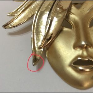 Vintage | Jewelry | Vintage 8s Gold Face Pin With Rhinestone | Poshmark